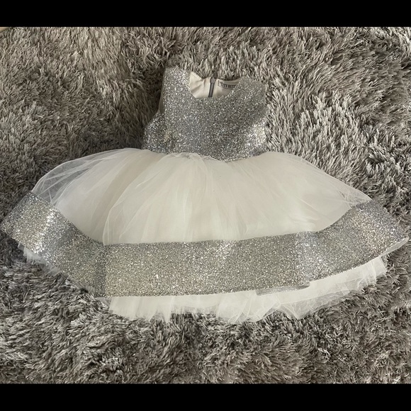 Itty Bitty Toes | Dresses | Silver And White Formal Dress Itty Bitty ...